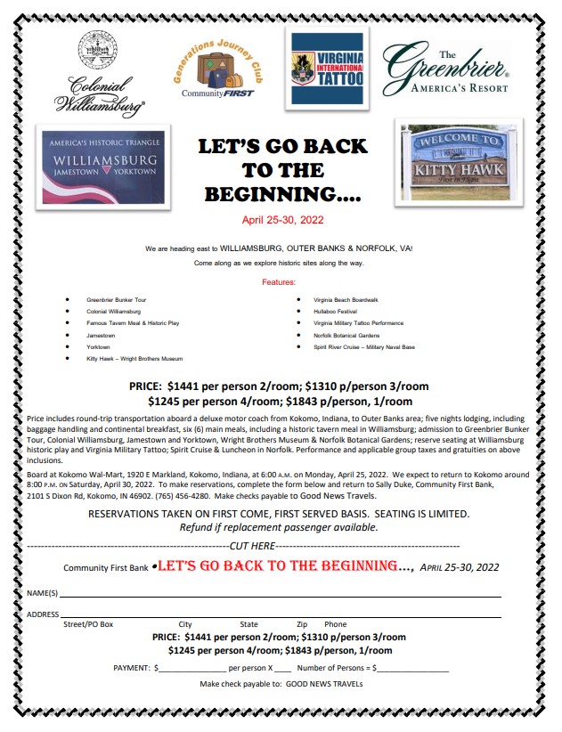 Trip Flyers - Community First Bank of Indiana