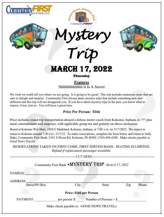 Trip Flyers - Community First Bank of Indiana